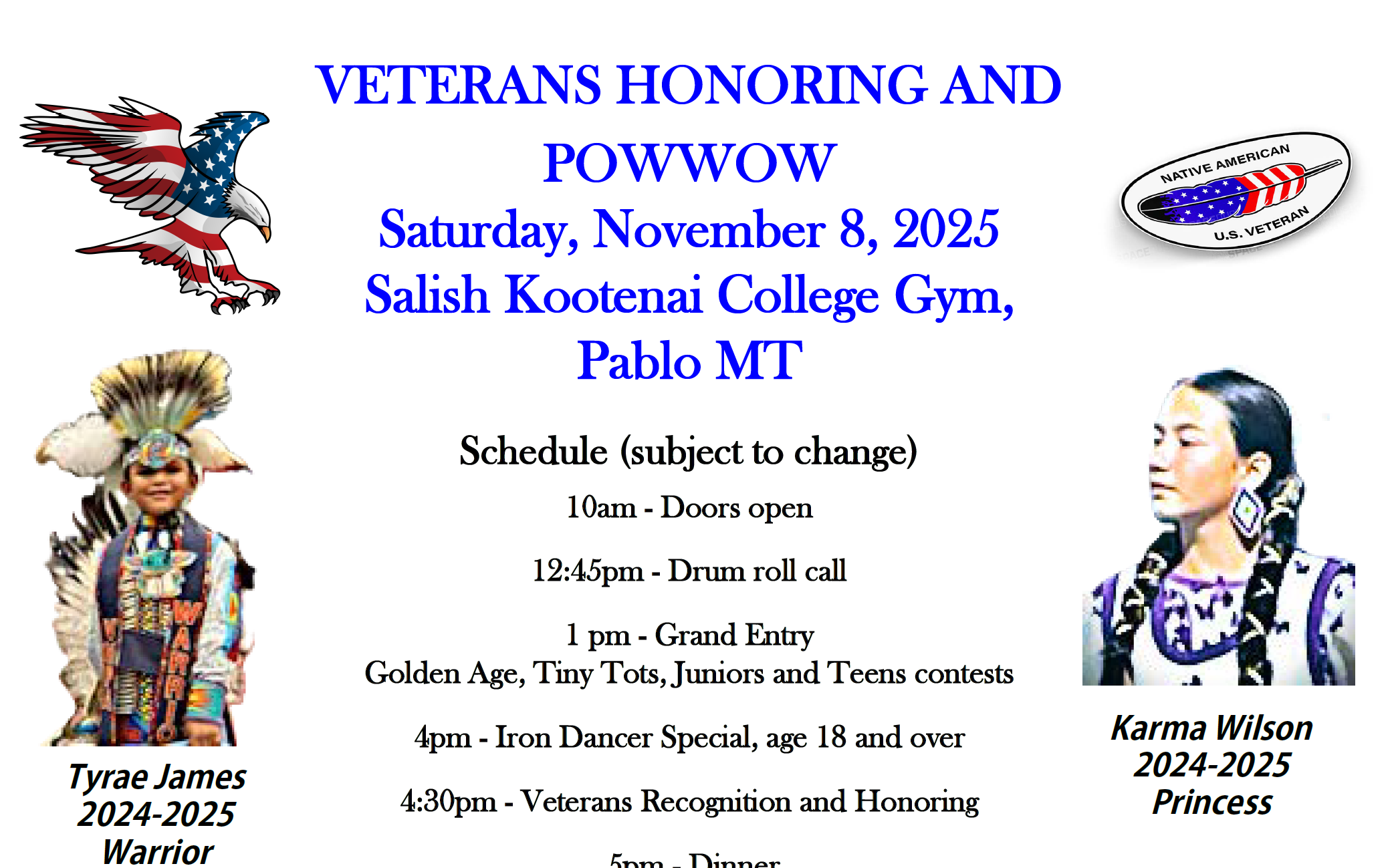 Veterans Honoring and Powwow Flyer - Confederated Salish & Kootenai Tribes