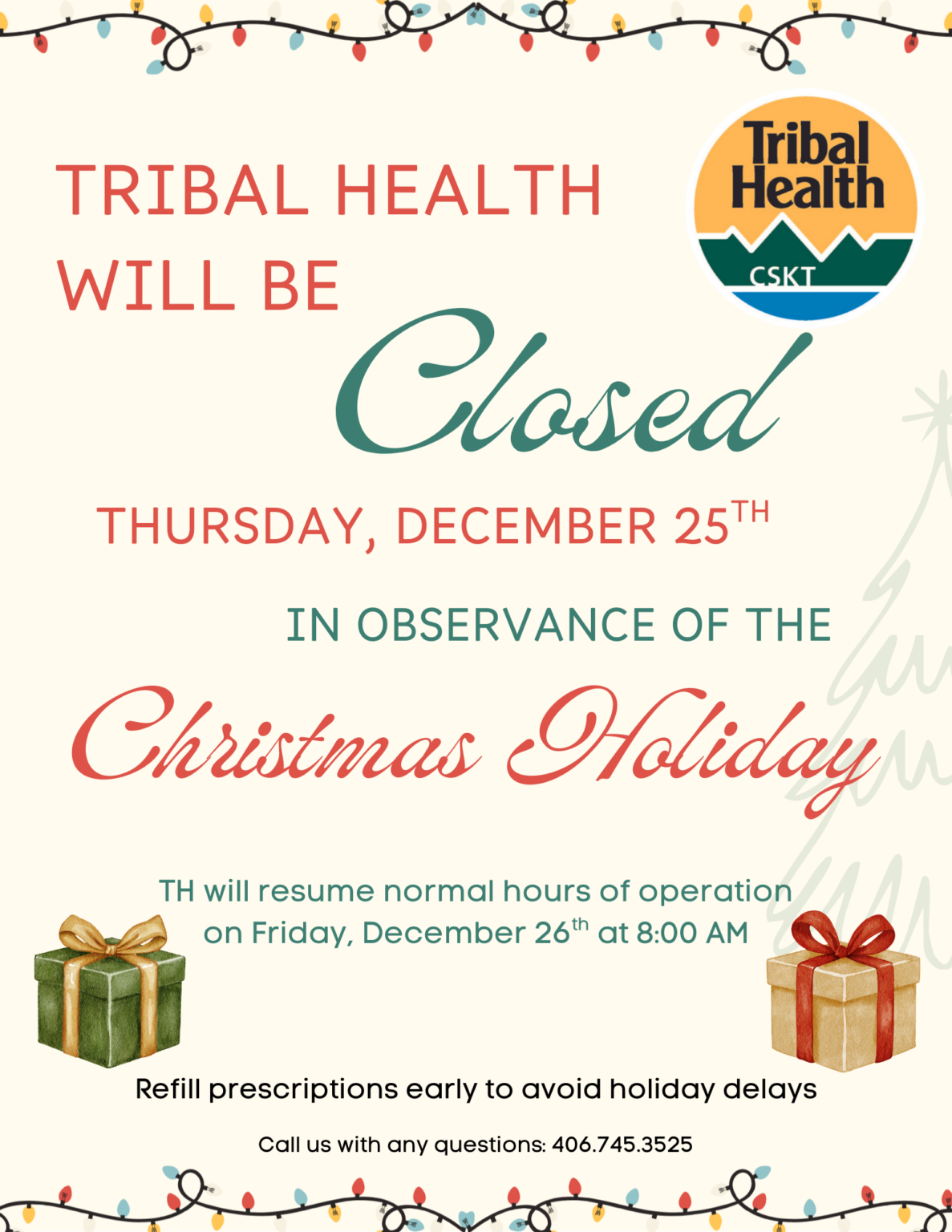 Tribal Health Will Be Closed - Confederated Salish & Kootenai Tribes